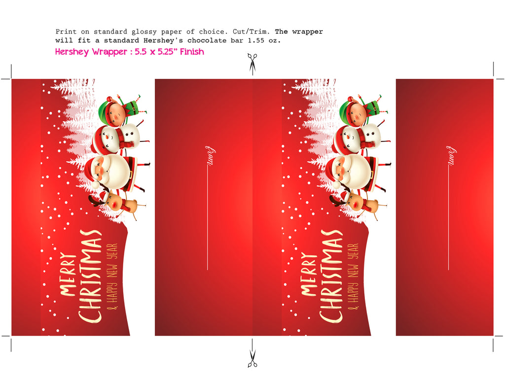 Merry Christmas Candy Bar Wrapper - Happy New Year Chocolate Bar Wrapp ...