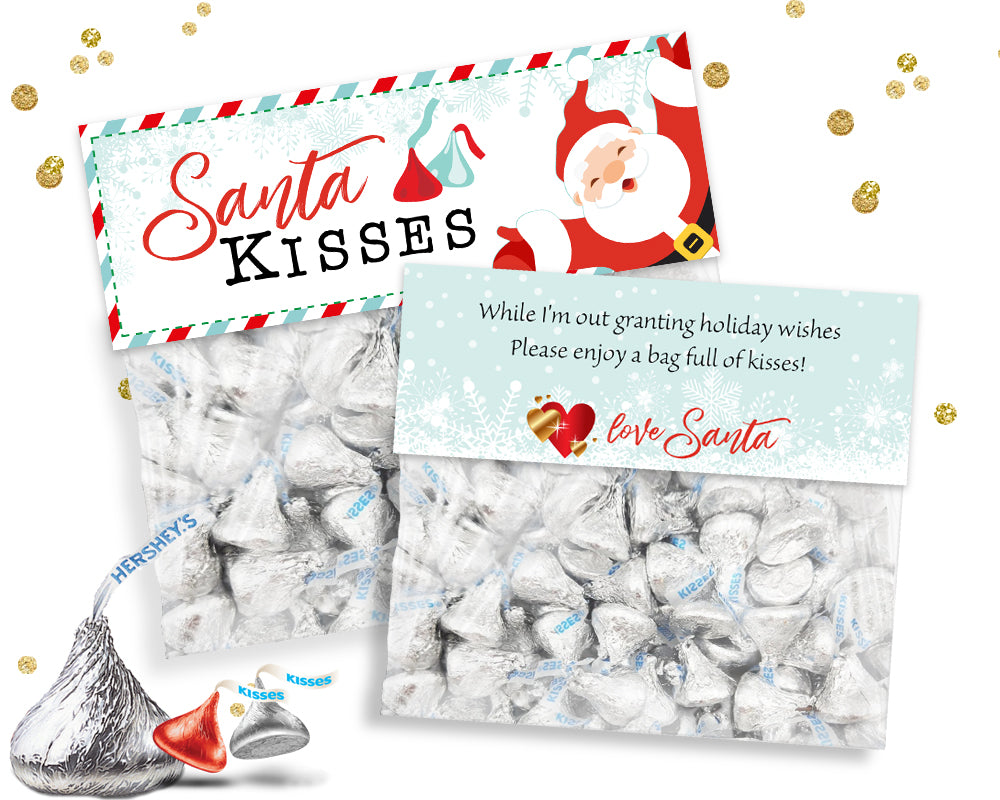 Santa Kisses Treat bag Topper, Christmas Loot Bag Topper, Santa Cookie ...
