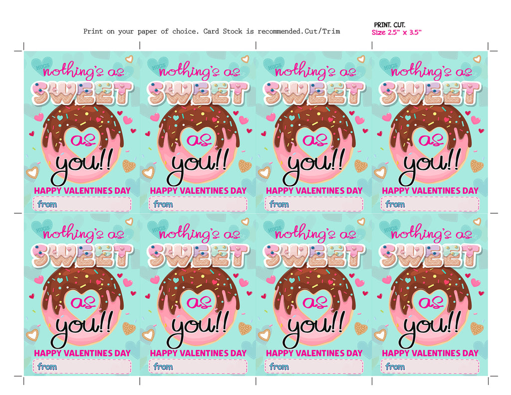 Valentines Day Donut Classroom Cards - Valentine's Day Donut Tag ...