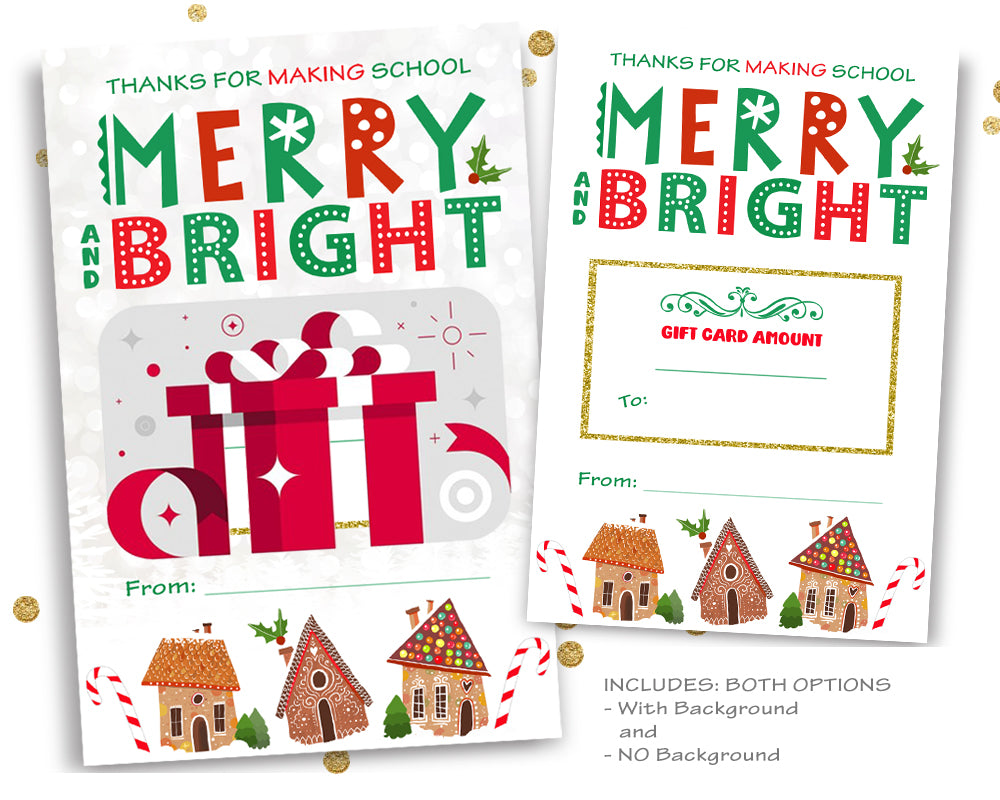 Merry and Bright Teacher Gift Card Holder, Thank You For Making School ...