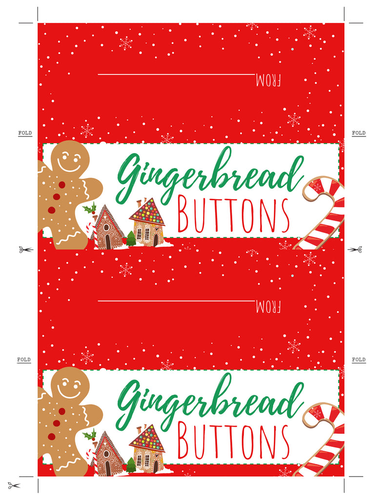 Gingerbread Button Treat bag Topper, Christmas Loot Bag Topper, Ginger ...