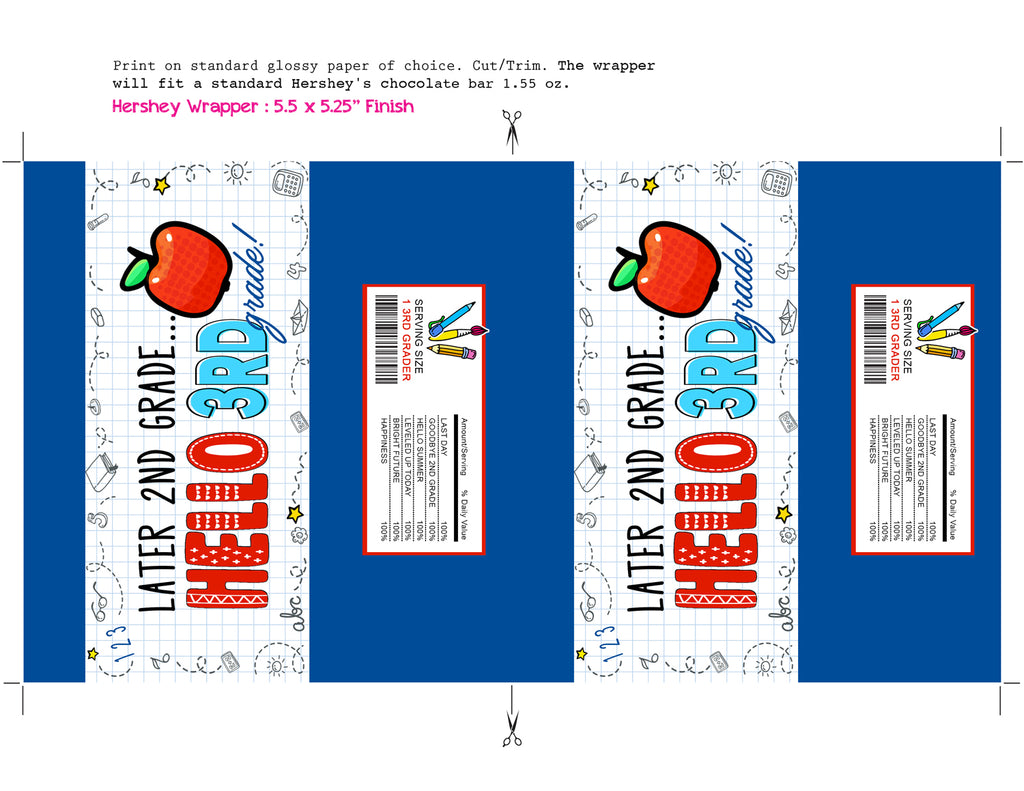 2nd Grade Graduation Chocolate Bar Wrapper - Hello 3rd Grade Printable ...