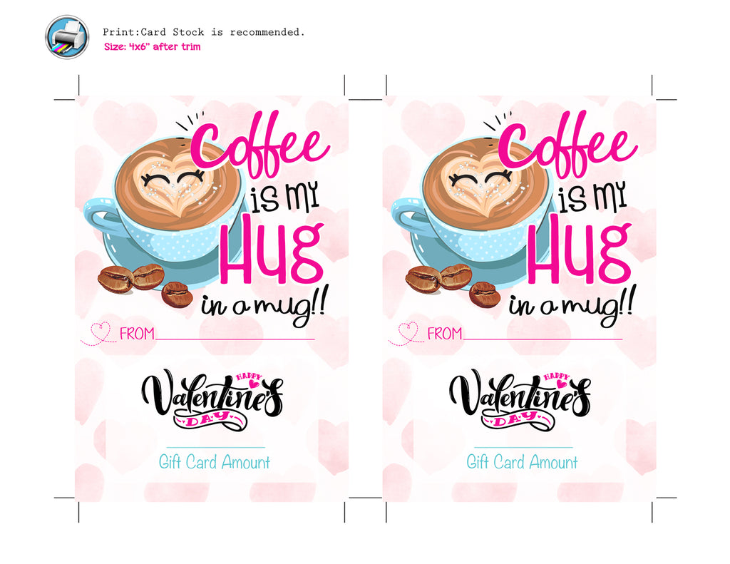 Teacher Coffee Valentine Card - Valentine Gift Card Printable – CraftyKizzy
