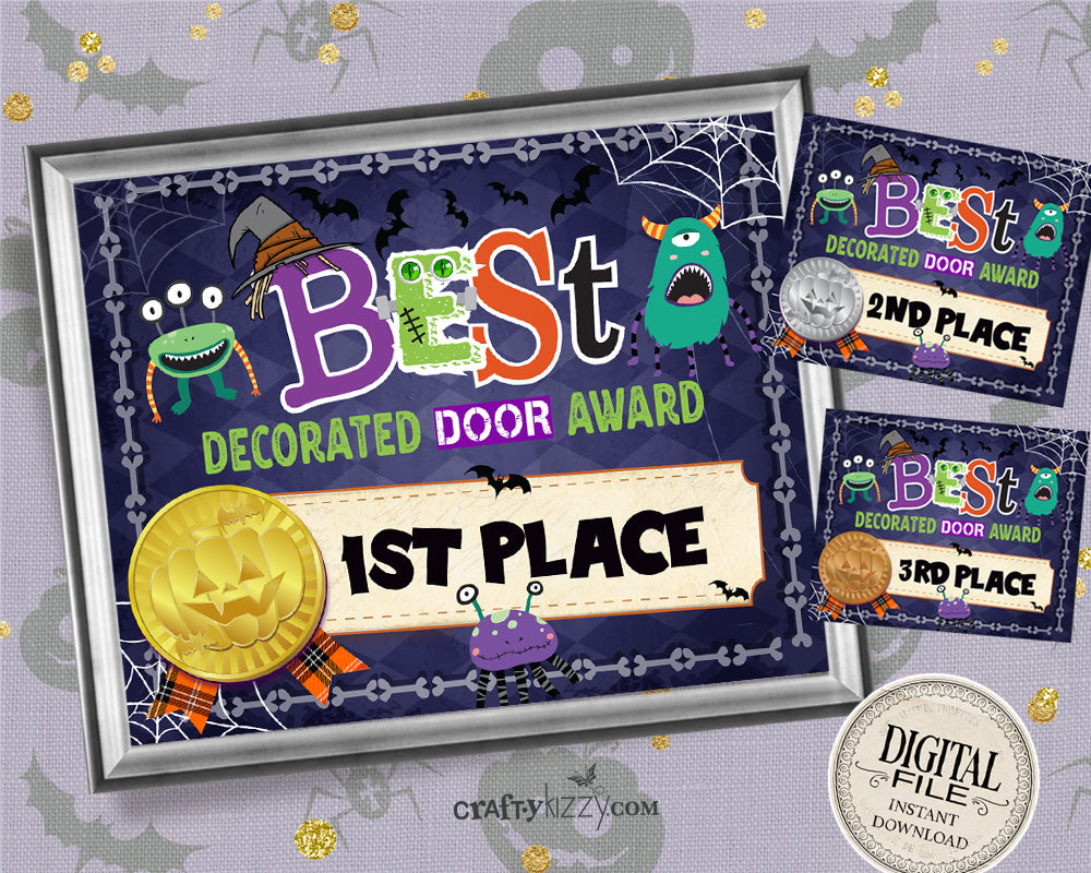 Halloween Classroom Door Award Certificate - Best Decorated Door ...
