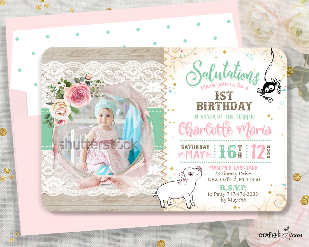 Charlotte's Web First Birthday Invitation - Salutations – CraftyKizzy