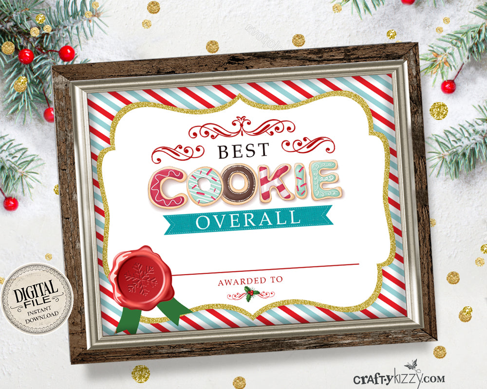 Christmas Best Cookie Overall Award Certificate Printable – CraftyKizzy