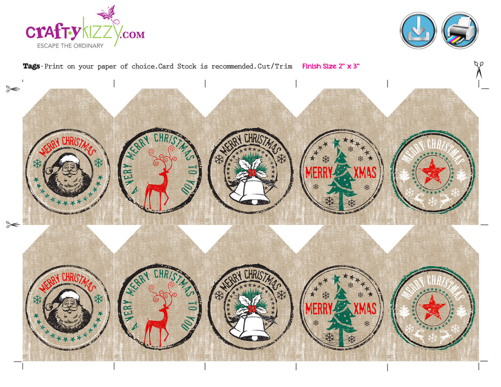 Vintage DIY Merry Christmas Gift Tags - Printable Rustic Holiday Favor ...