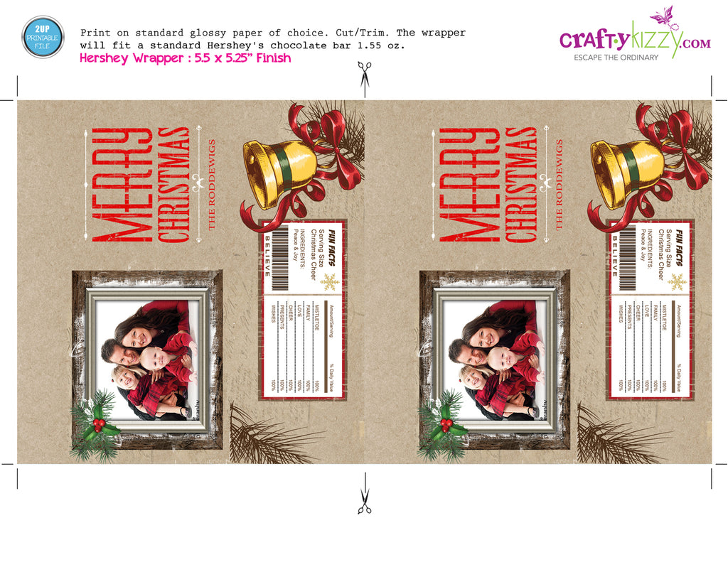Merry Christmas Chocolate Bar Wrapper - Printable Holiday Teacher Gift ...