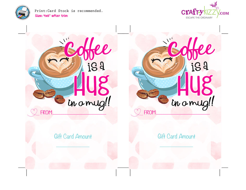 Teacher Coffee Valentine Card - Valentine Gift Card Printable – CraftyKizzy