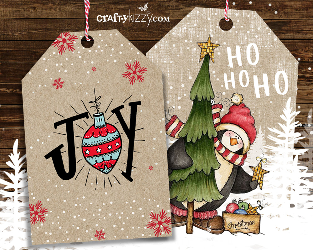 Rustic Christmas Gift Tags Vintage Holiday Party Favor Tag - Labels ...