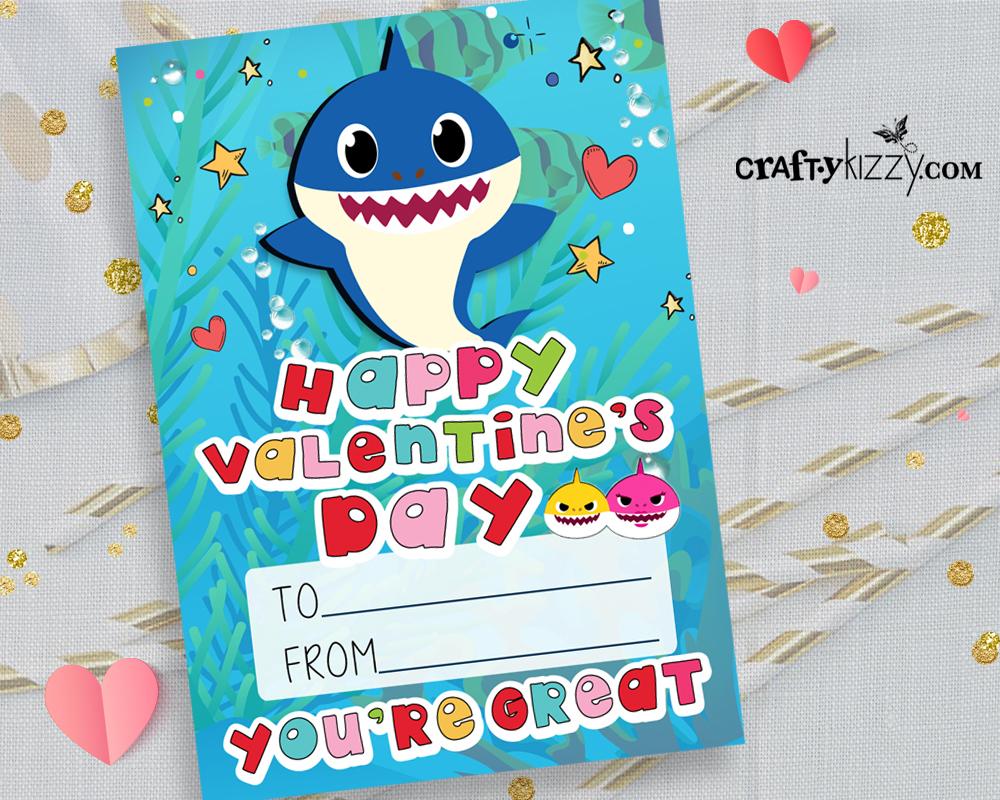 Baby Shark Valentines Day Cards for Kids- Valentine's Day Baby Shark ...