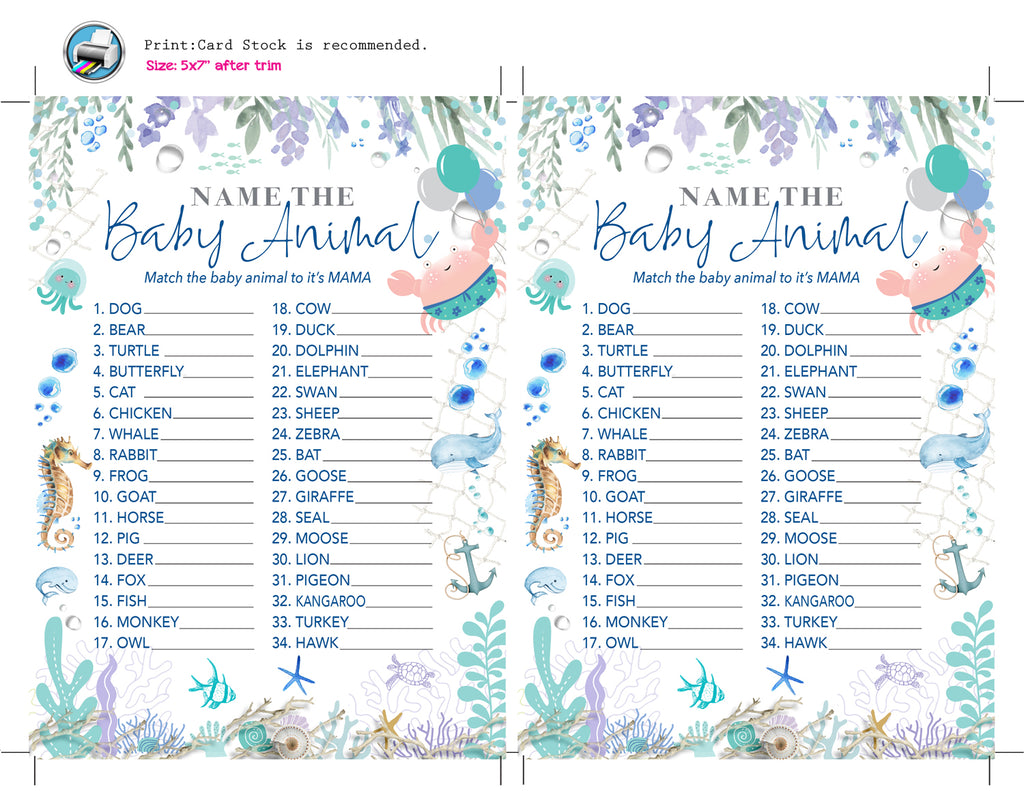 Nautical Name The Baby Game - Whale Baby Shower Game Cards – CraftyKizzy