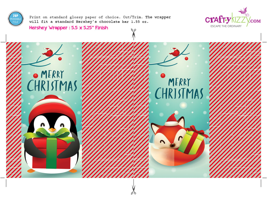 Christmas Candy Bar Wrapper - Printable Penguin Wrappers - Favors - Me ...