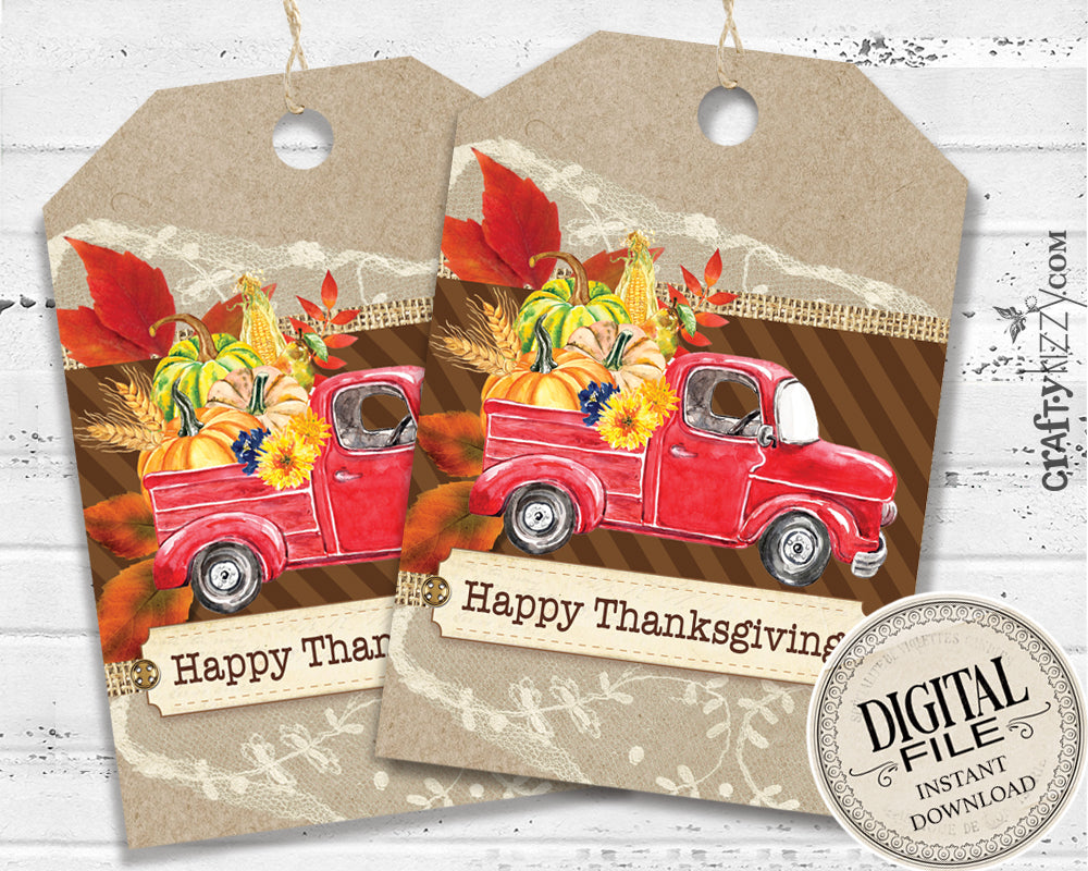 Happy Thanksgiving Gift Tags - Pumpkin Harvest Holiday Tags – CraftyKizzy
