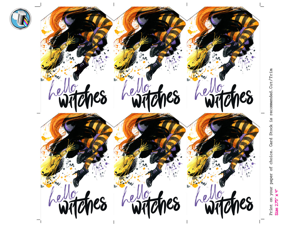 Happy Halloween Party Favor Tags - Hello Witches Gift Tags – CraftyKizzy