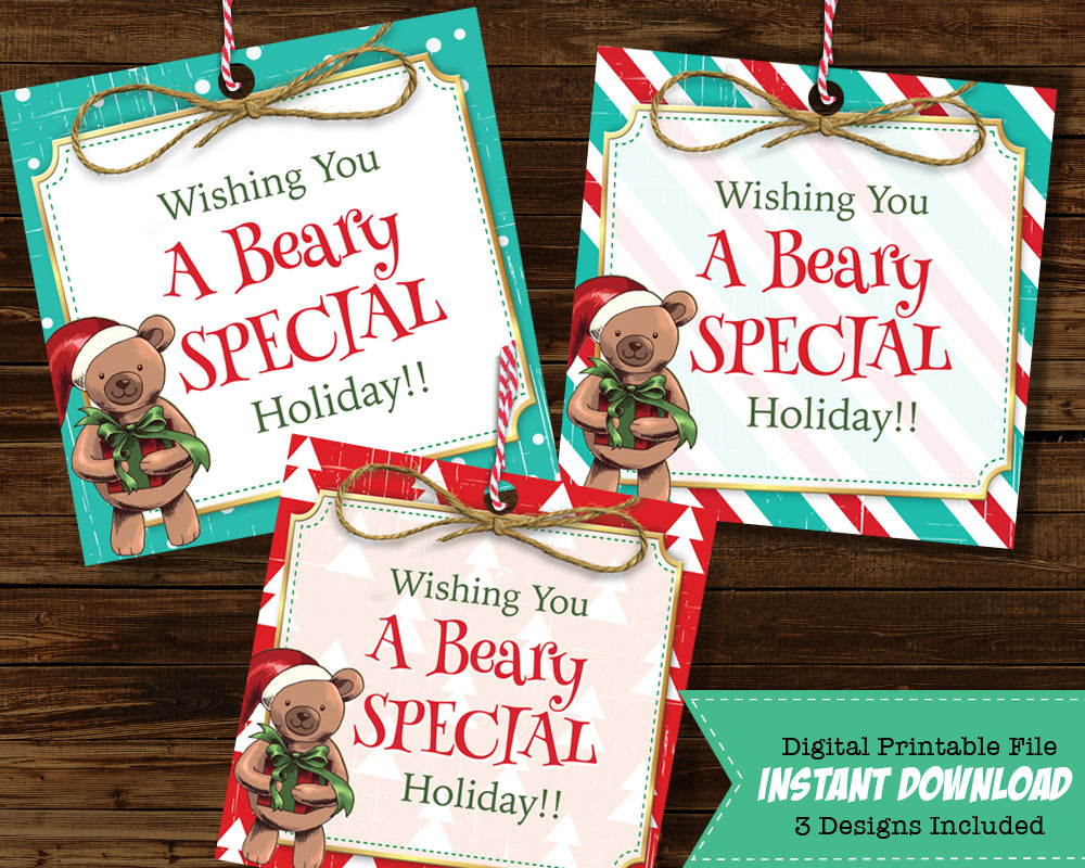 Teddy Bear Christmas Gift Tags - A Beary Special Holiday Hang Tag - Te ...