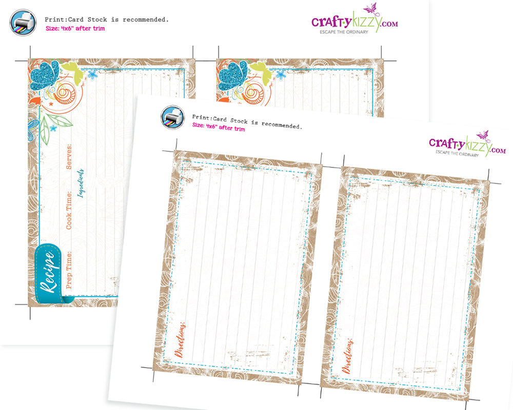 Cooking Recipe Card Printable - Chef Party Favors - Thank You Gifts ...