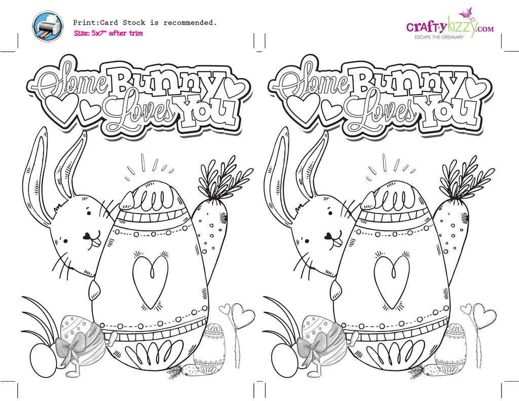 Kids Easter Bunny Coloring Card - Printable Bunny Craft – CraftyKizzy