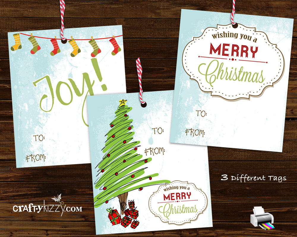Merry Christmas Vintage Favor Tags - Rustic Gift Tags - Includes Both ...