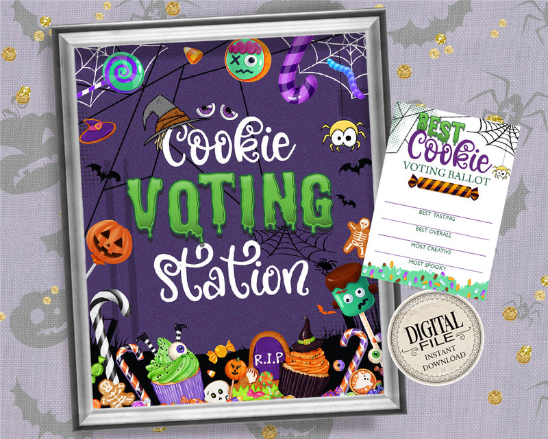 Halloween Cookie Contest Voting Sign - Cookie Voting Kit with Ballots ...