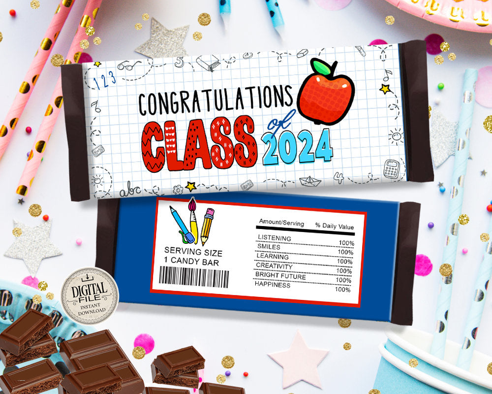 Preschool 2023 Graduation Chocolate Bar Wrapper - Printable Grad Favors ...