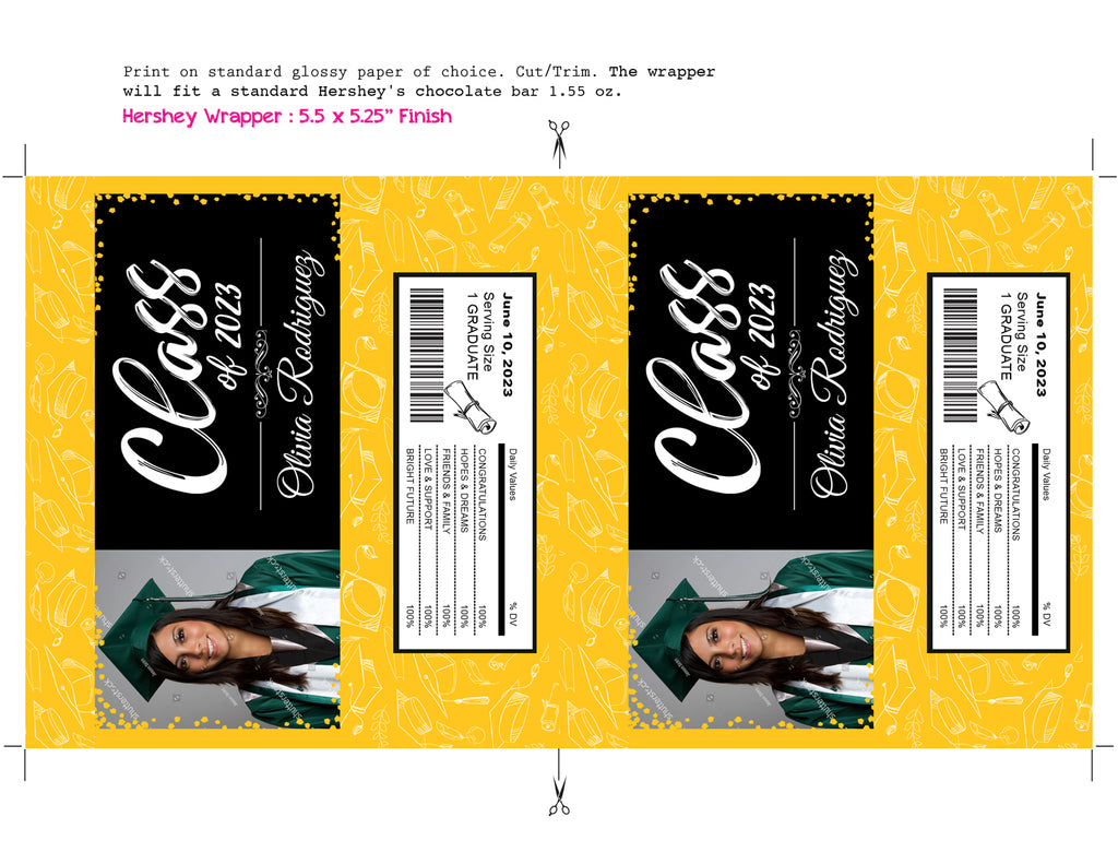 Graduation Chocolate Bar Wrapper Printable Grad Favors – CraftyKizzy