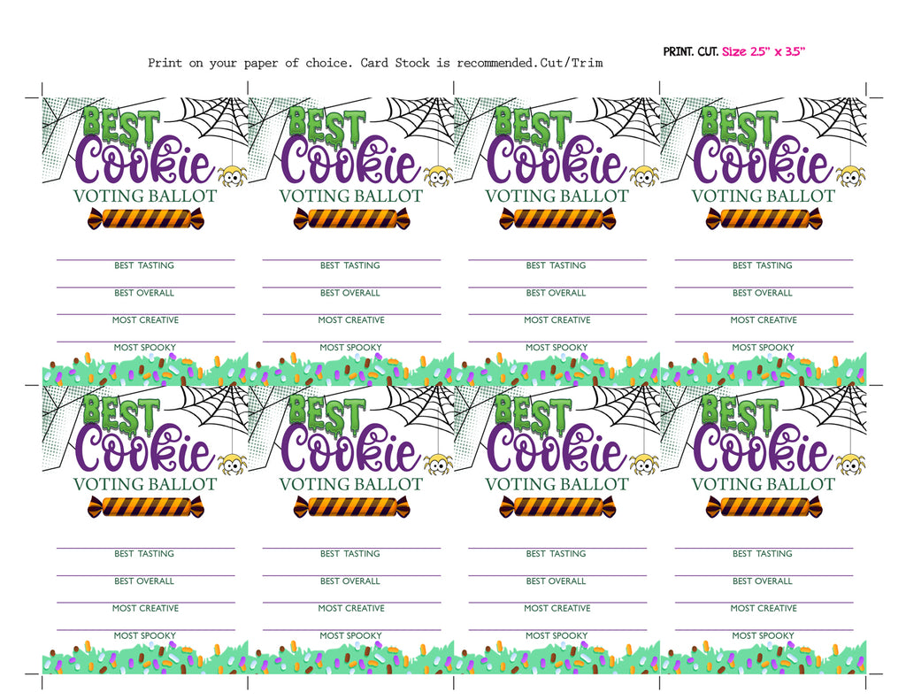 Halloween Cookie Contest Voting Sign - Cookie Voting Kit with Ballots ...