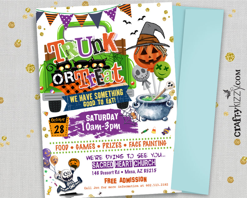 Childrens Halloween Party Invitation - Kids Halloween Block Party ...