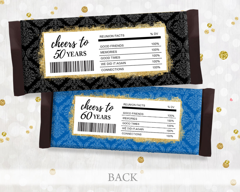 50 Year Class Reunion Party Favors - 40 Year Chocolate Bar Wrappers ...
