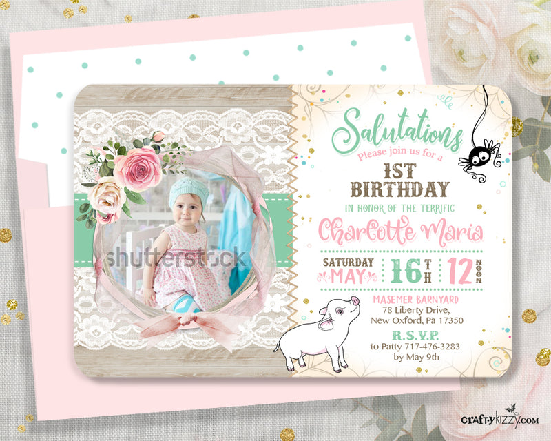 Charlotte's Web First Birthday Invitation - Salutations – CraftyKizzy