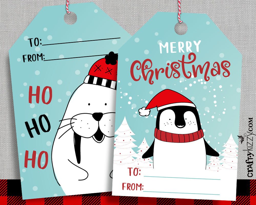 Cute Holiday Gift Tags - Christmas Favor Tags - Merry Christmas - Ho H ...