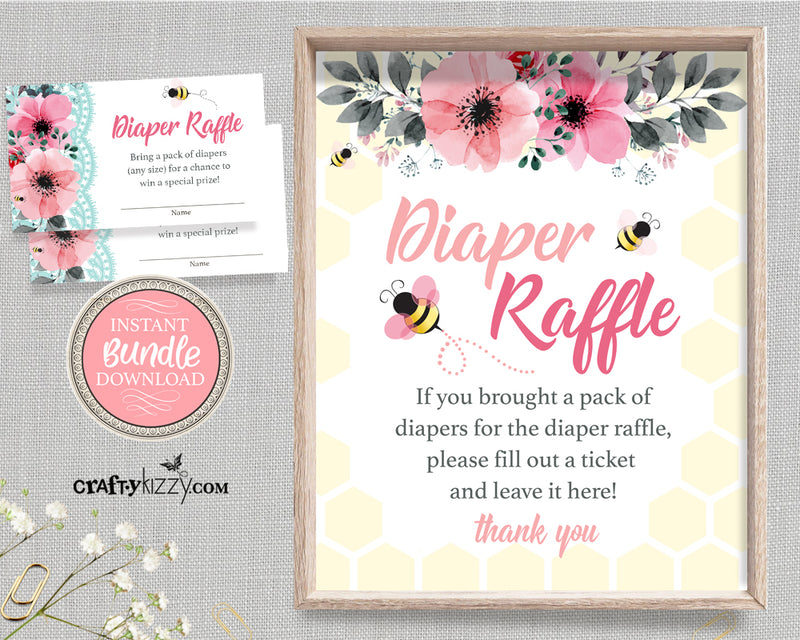 Bee Themed Baby Shower Games and Printable Diaper Raffle Sign – CraftyKizzy