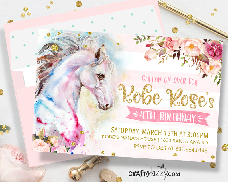 Printable Foldable Birthday Invitations Horse Horse Theme Invitations
