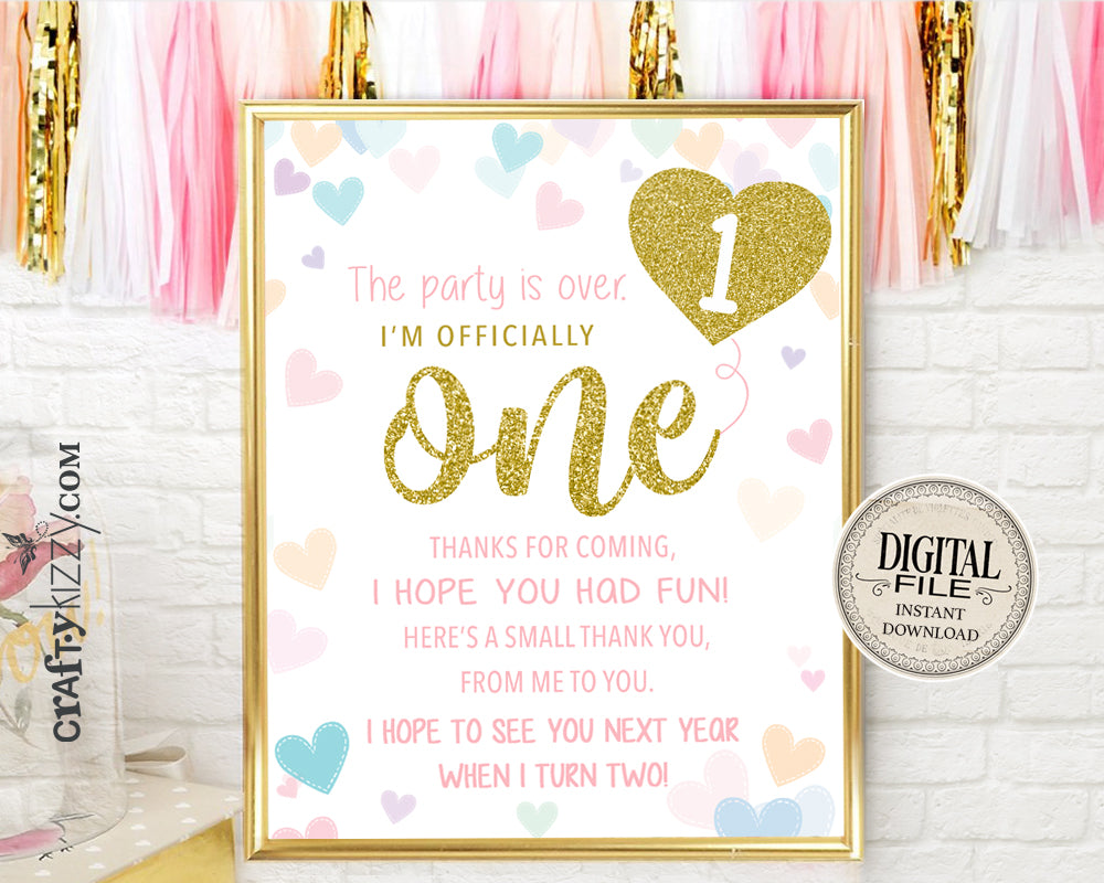 We Hope You Had Fun First Birthday Gift Sign - Pink and Gold Table ...