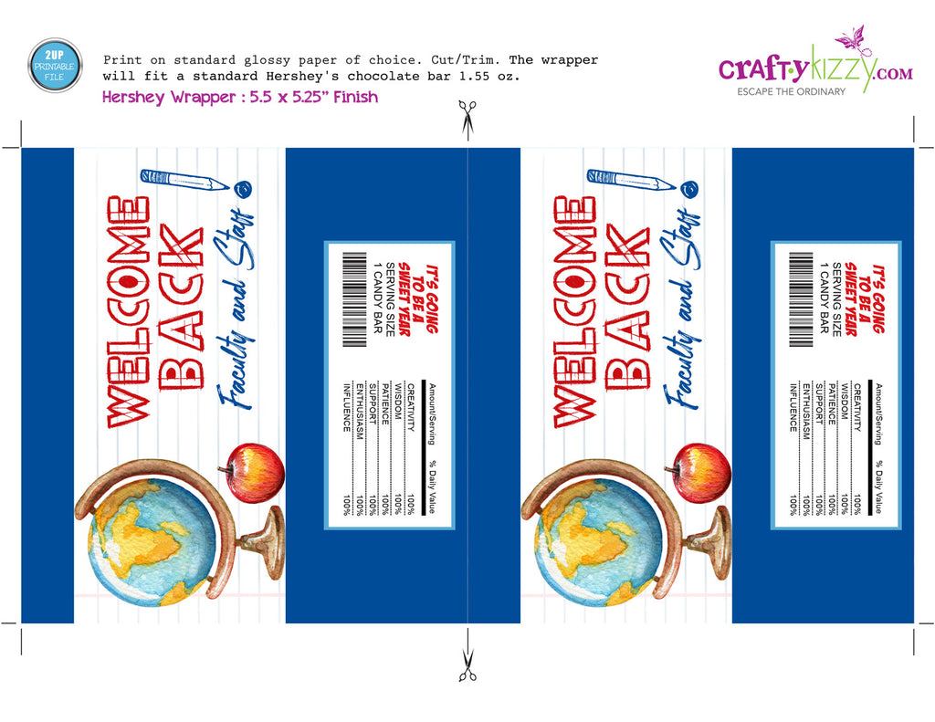 Welcome Back Teachers Candy Bar Wrapper - Employee Appreciation Gift ...