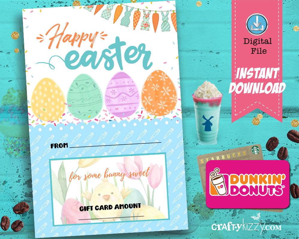 Easter Gift Card Holder - Happy Easter Printable Teacher Gift Card ...