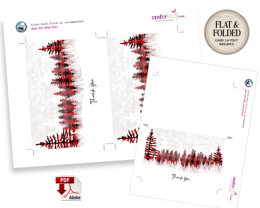 Flannel Christmas Thank You Cards - Christmas Thank You Note – CraftyKizzy