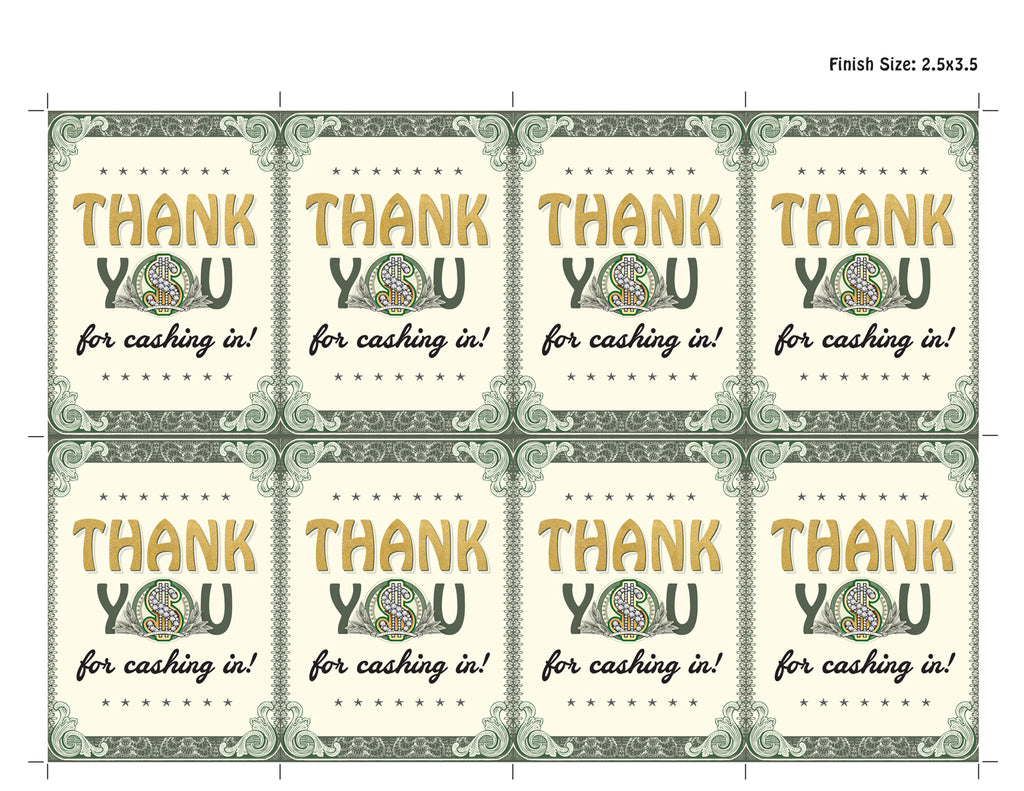 Money Party Favor Gift Tags - Dollar Bill Thank You Tags – CraftyKizzy