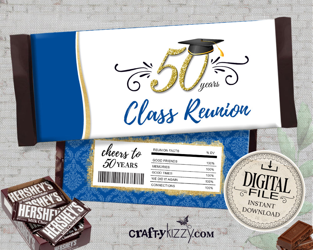 50 Year Class Reunion Party Favors - 40 Year Chocolate Bar Wrappers ...