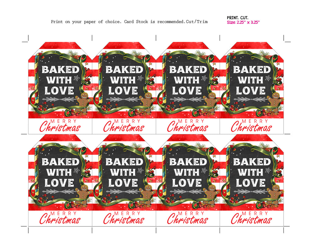 Baked With Love Christmas Gift Tags - Merry Christmas Tags - Cookie Ex ...