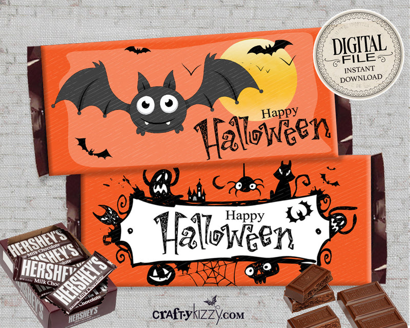 Halloween Chocolate Bar Wrapper Printable Favors - Happy Halloween Her ...