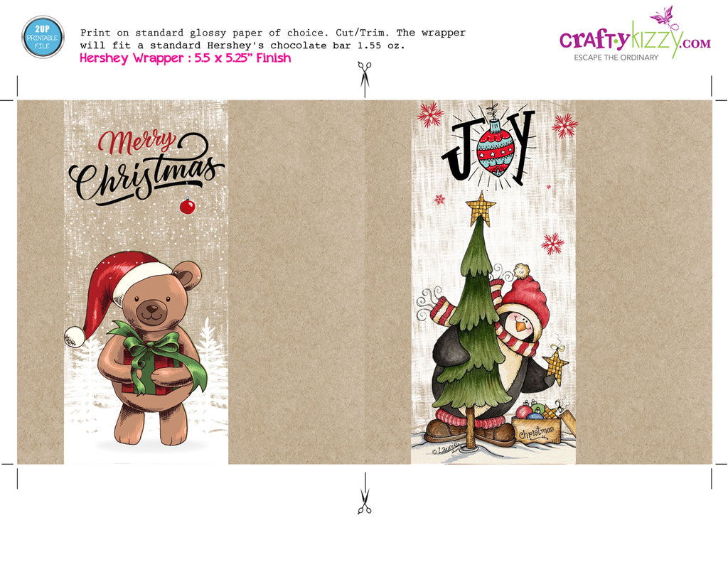 Holiday Chocolate Bar Wrapper Printable Favors - Merry Christmas Label ...