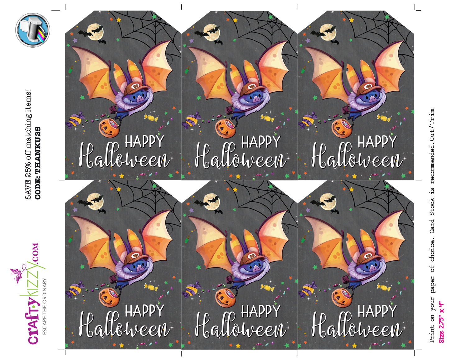Happy Halloween Party Favor Tags - Halloween Gift Tags For Kids ...