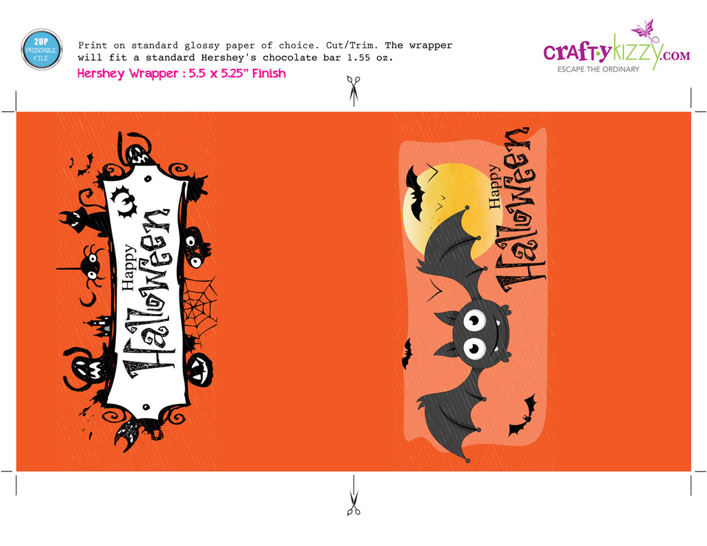 Halloween Chocolate Bar Wrapper Printable Favors - Happy Halloween Her ...