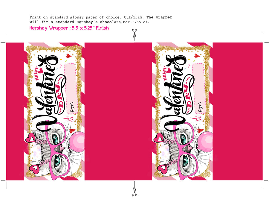 Valentine's Day Candy Bar Wrapper - Kitty Cat Valentine Classroom ...