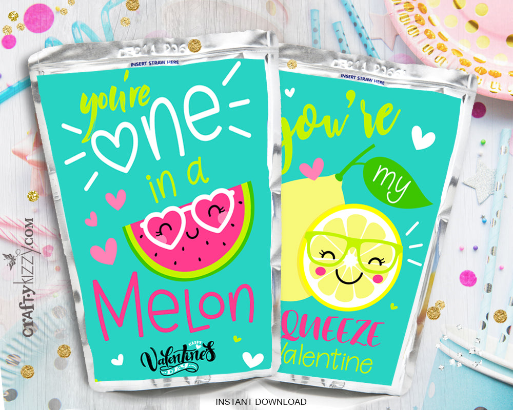 Valentine's Day Capri Sun Labels - Cute Fruit Valentine Capri Sun ...