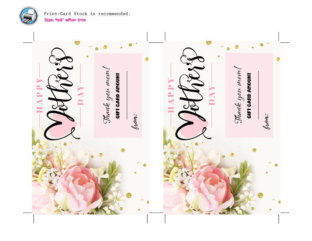 Mother's Day Gift Card Holder - Happy Mothers Day Printable Card ...