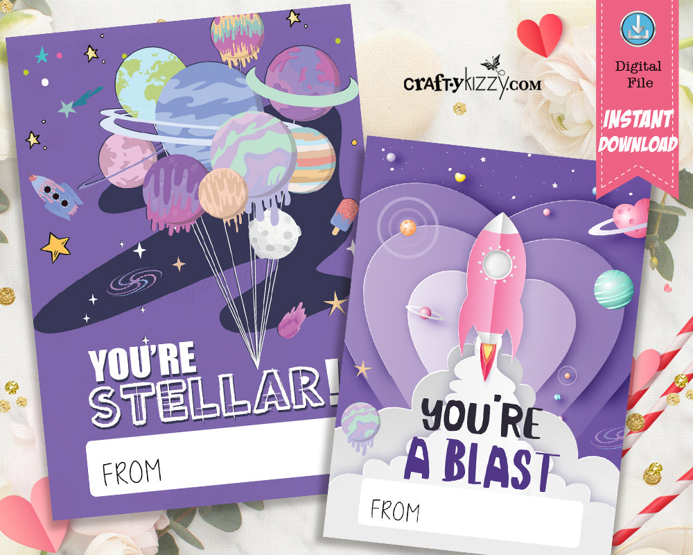 Astronaut Valentines Day Cards for Kids - Printable Classroom Cards ...
