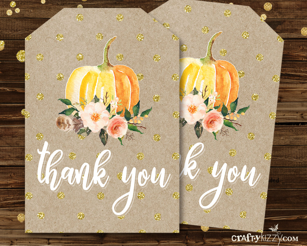 Pumpkin Thank You Favor Tags - Pumpkin Wedding or Baby Shower Tags ...