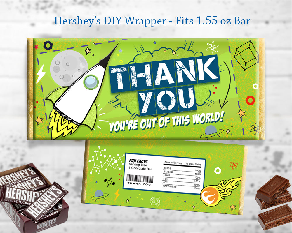 Out Of This World Birthday Party Favors Outer Space Candy Bar Wrapper ...